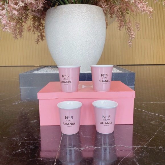 CHANEL | Other | Chanel No 5 Leau Pink Cups Only Used In Chanel ...